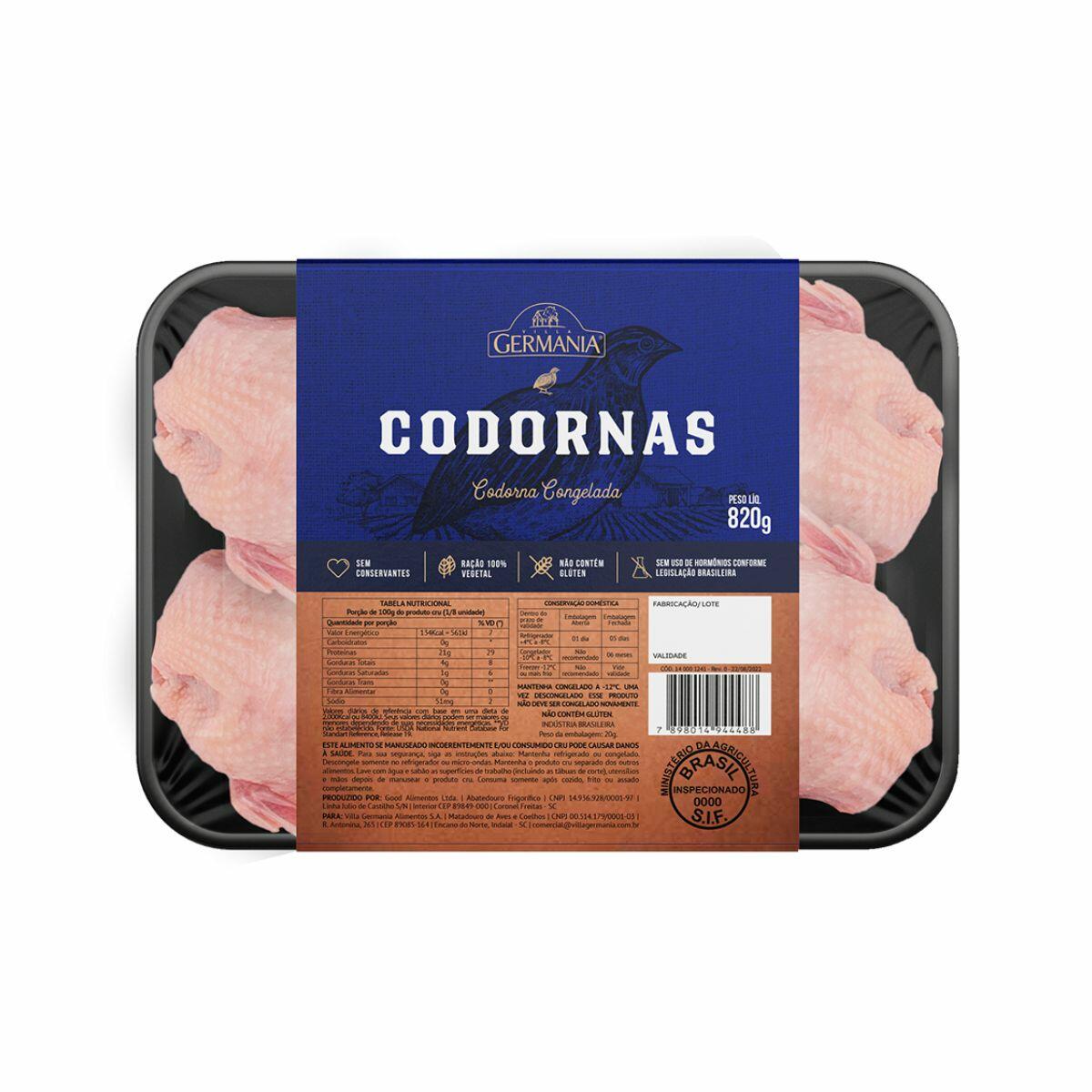 Codorna Congelada Villa Germania (4 Unidades, 820g) | Bom Gourmet ...