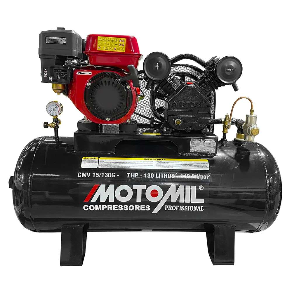Compressor de Ar 15 Pés a Gasolina 7 Hp 130L Motomil | Casa do Frentista