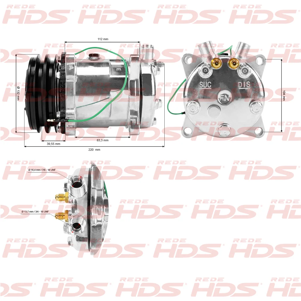 A/C Compressor Universal 5H14 2V 8FIX Vert 8/10 ? 24V (TYRW)