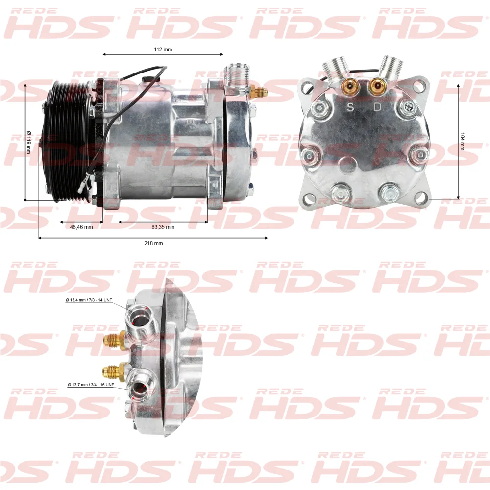 A/C Compressor Universal 7H15 8PK 12V Vertical 8 Fix (TYRW)