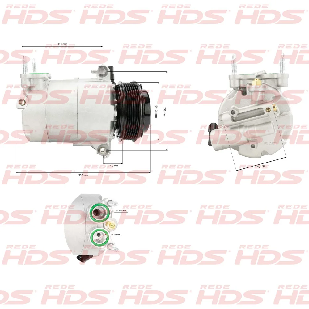 A/C Compressor VS16 Land Rover Evoque, Freelander (GREEN)