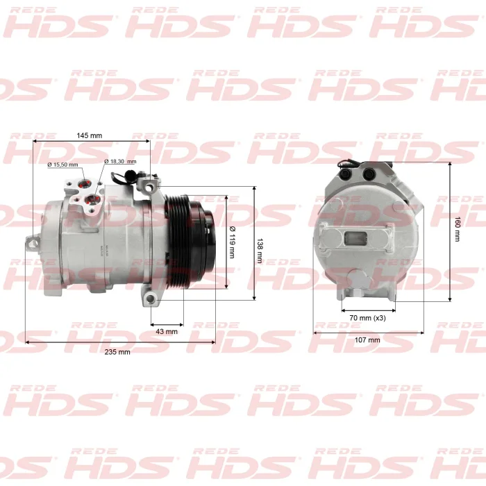 A/C Compressor 10S17C p/ MB Sprinter 2013 6PK 12V (GREEN)
