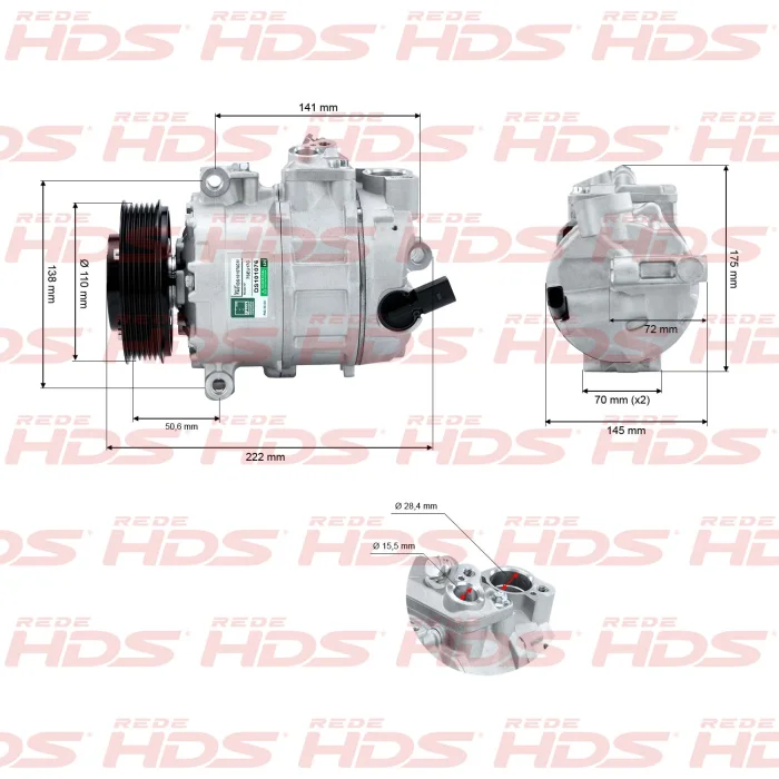 A/C Compressor Audi A4; Volkswagen Amarok, Jetta...(GREEN)