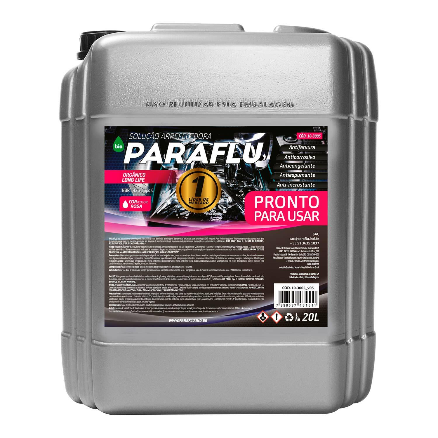 Fluido p/ Radiador Orgânico Pronto Uso 20L (PARAFLU)