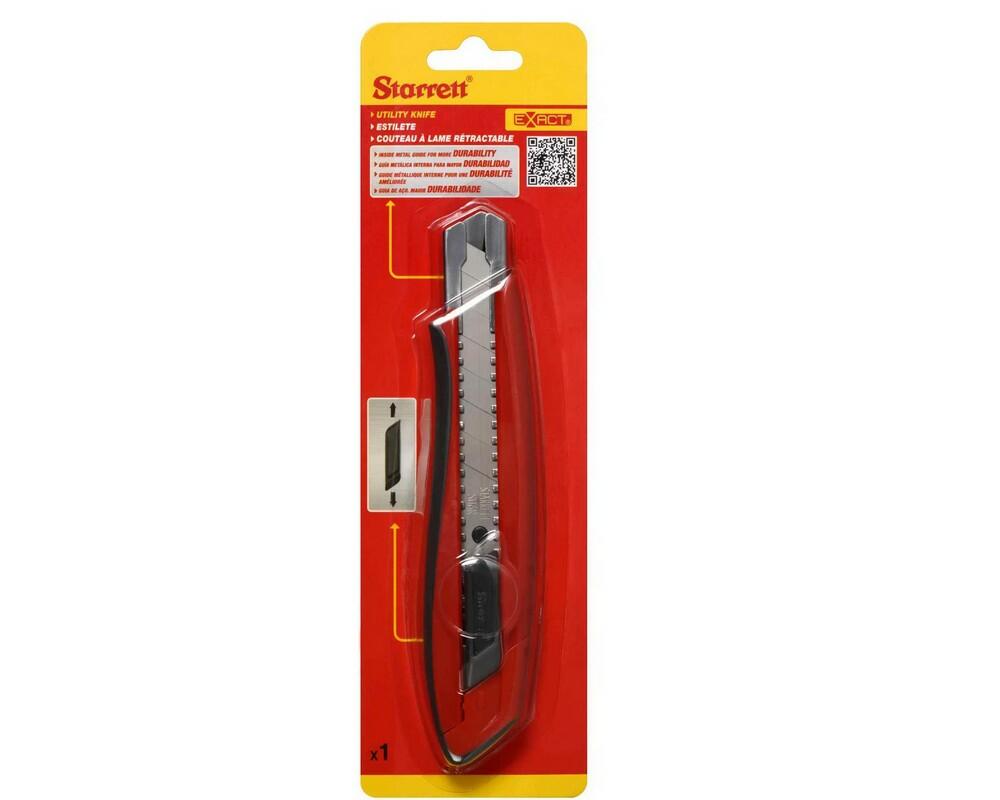 Estilete Retratil Largo Trava Automatica Guia Aco 18Mm Starrett Kux025-S