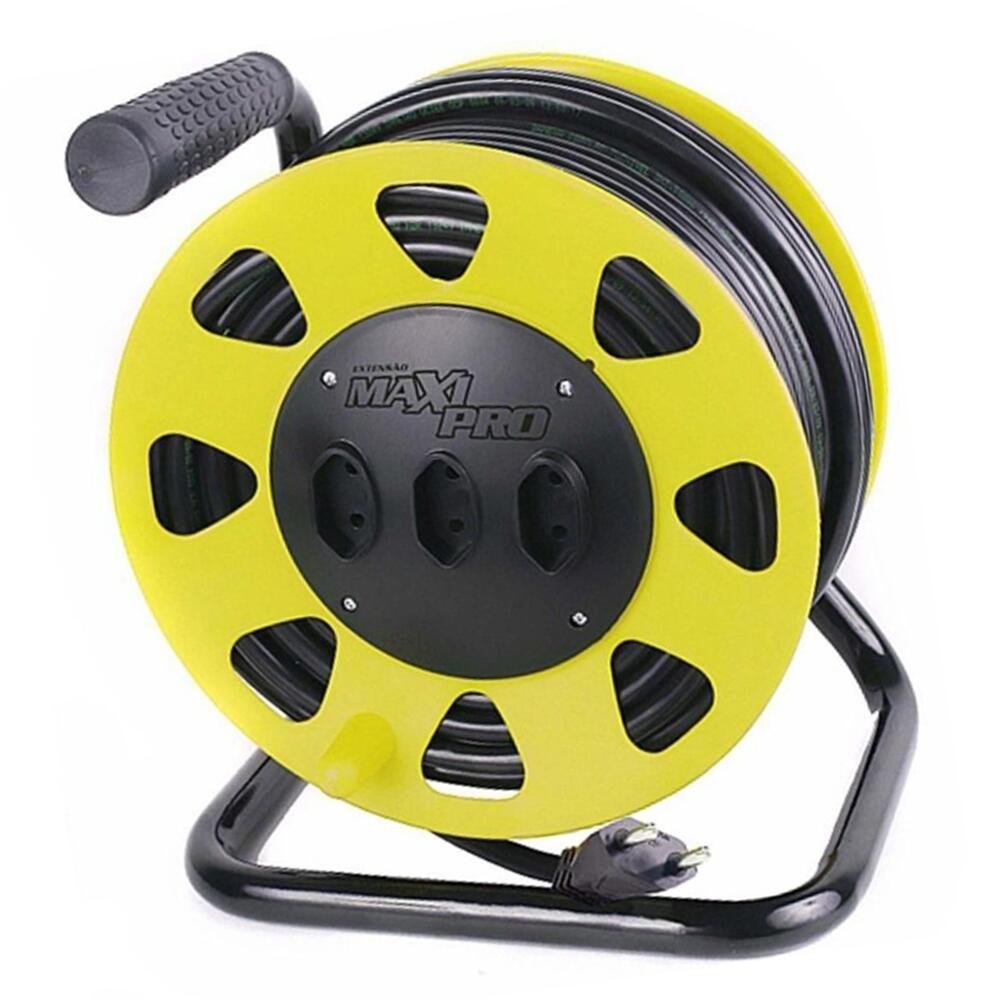 Extensao Eletrica Carretel Maxi Pro com 3 Tomadas Cabo Pp 2X1,5Mm 2P ...