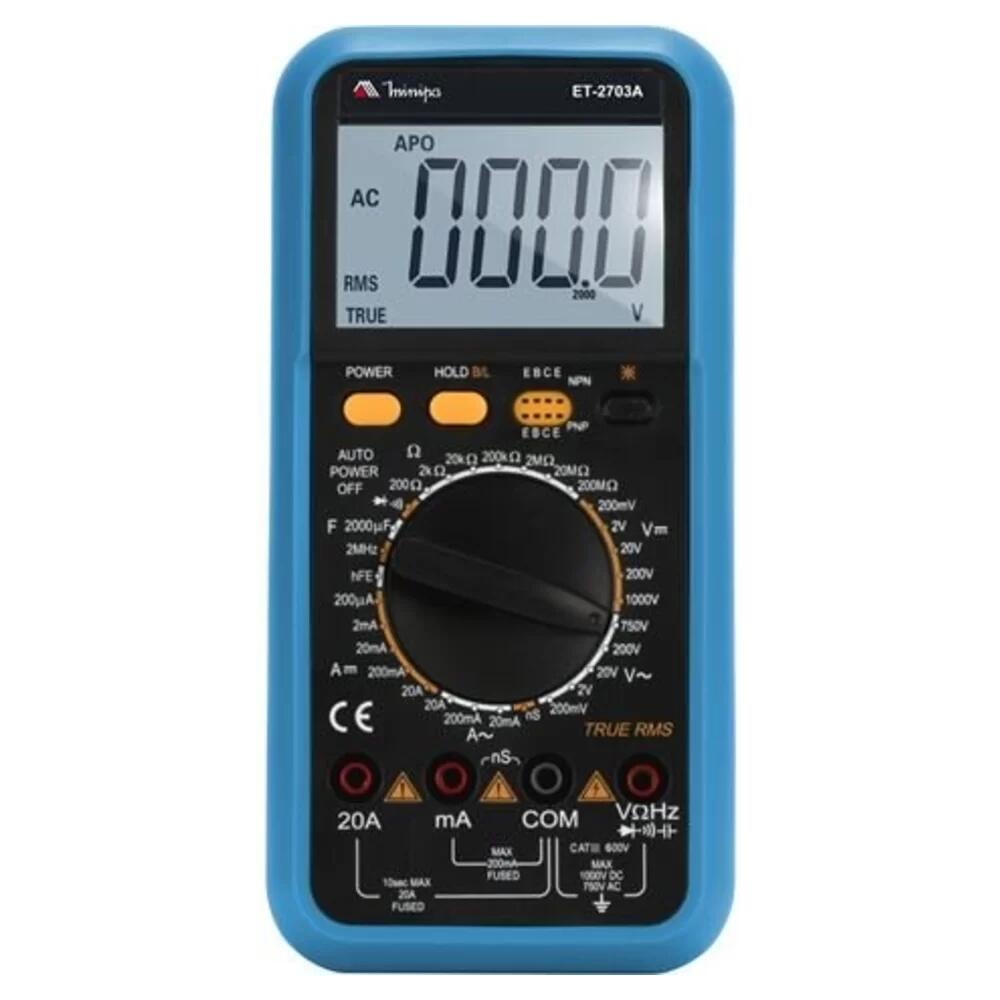 Multimetro Digital 750V Ac 1000V DC Cat.iii 600V 20A-200M Ohms Minipa ...