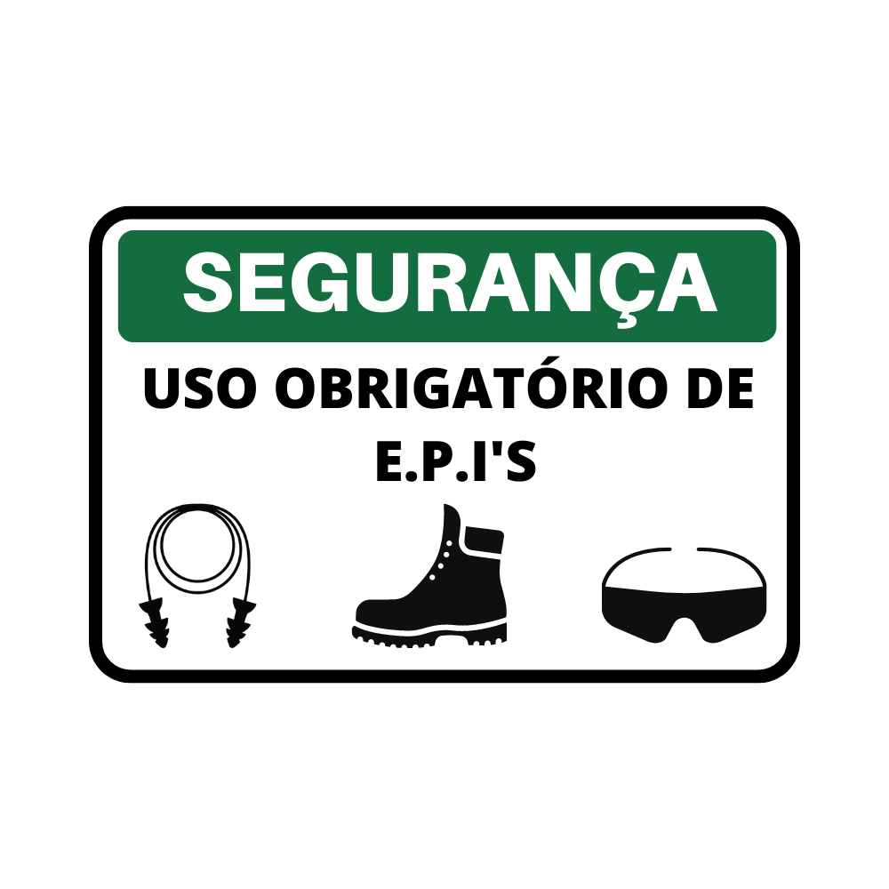 Placa de Segurança uso Obrigatório de Epi Pvc 0,5Mm 25X18Cm | Multiseg