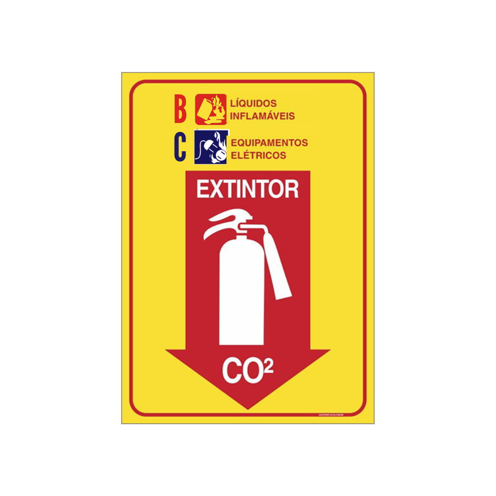 Placa Extintor Co2 (Fundo Amarelo) | Multiseg